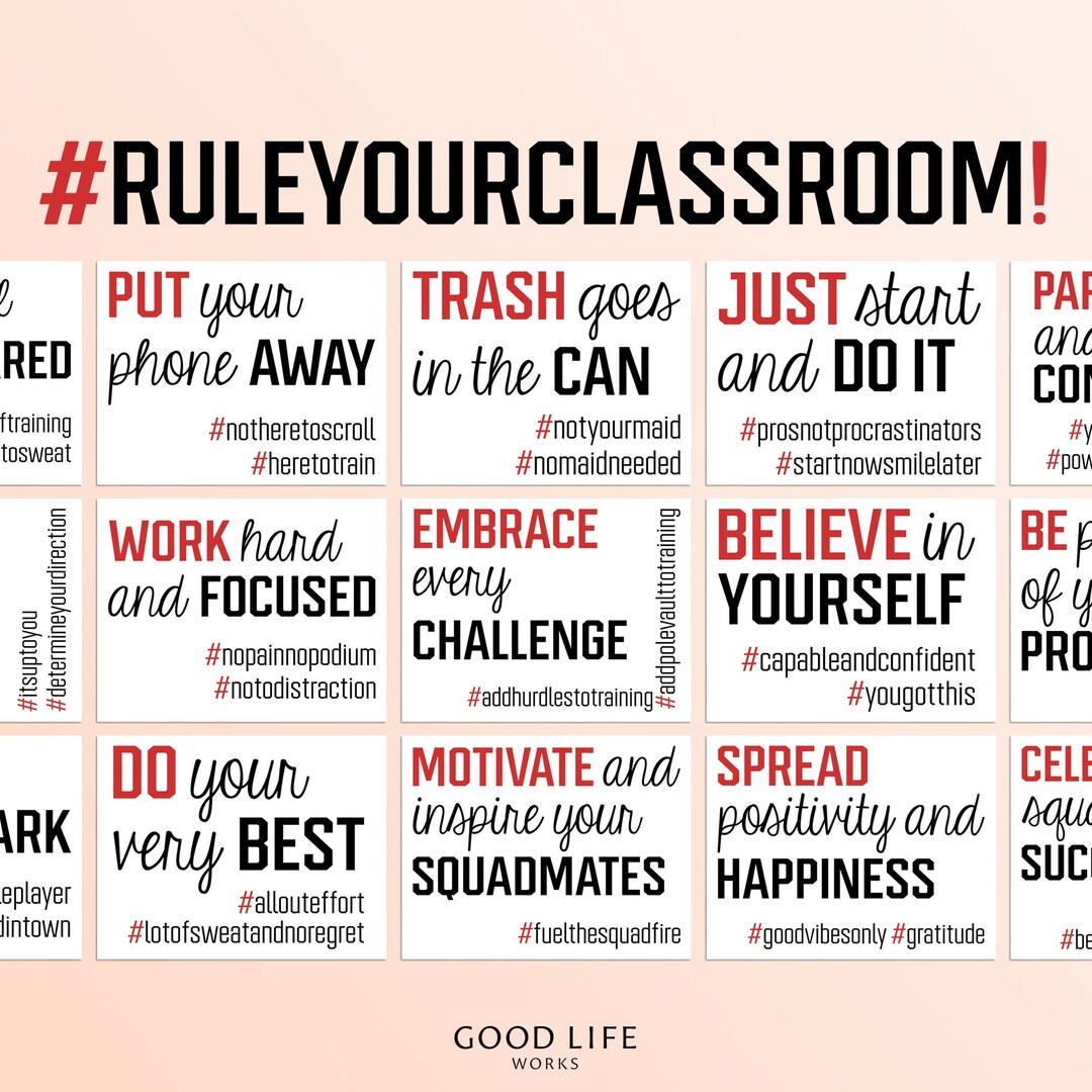 30 Classroom Bulletin Board Hashtag Signs/posters, Red Middle High ...