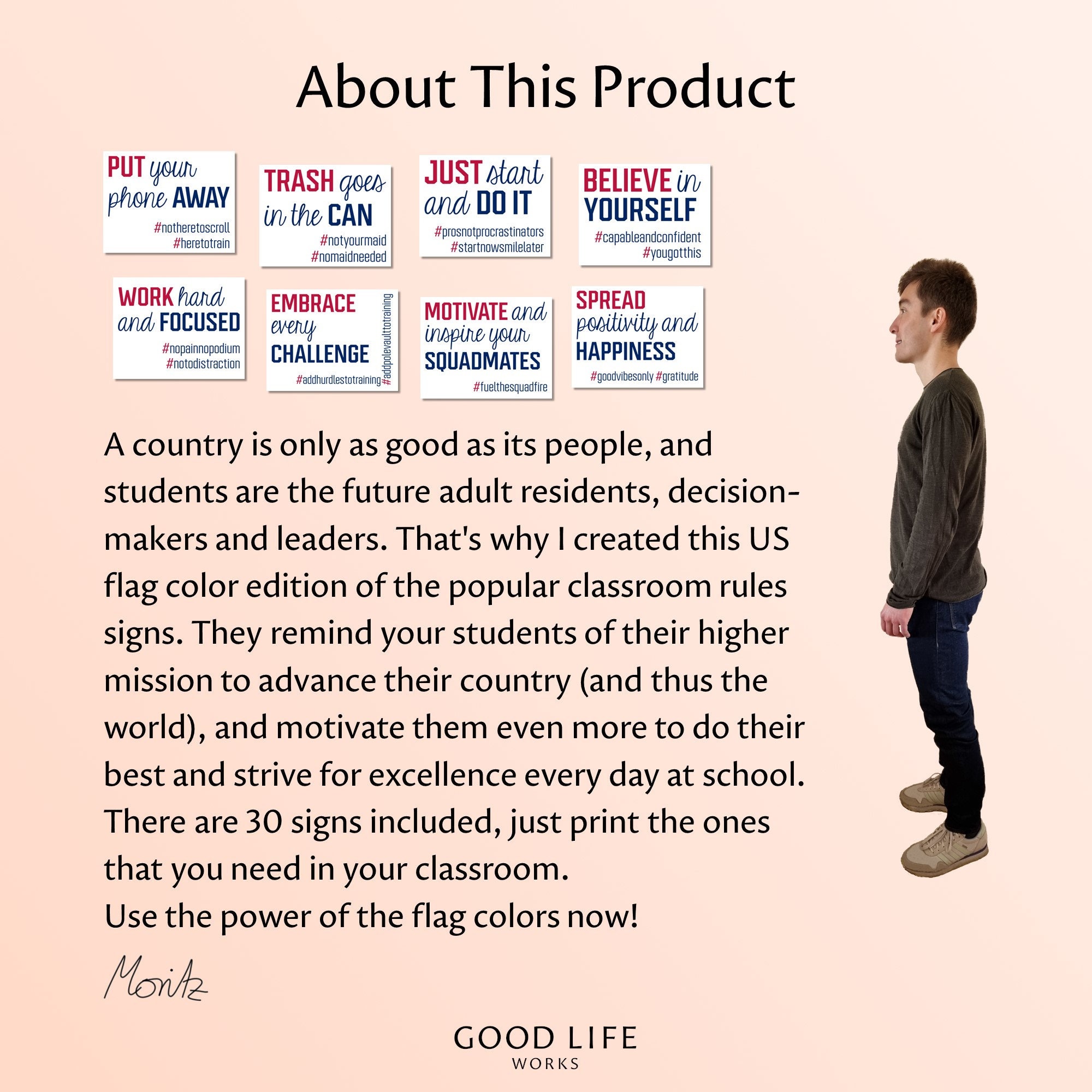 30 Classroom Bulletin Board Hashtag Signs/posters US Flag Color ...