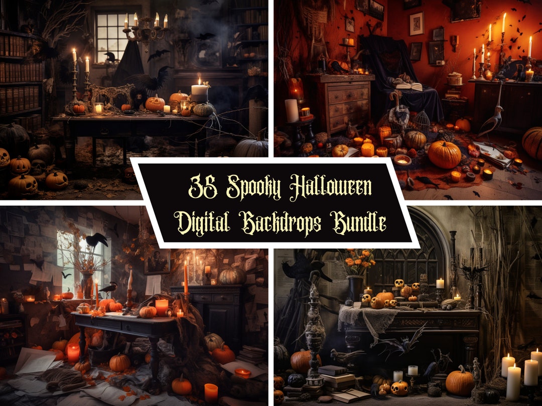 35 Halloween Digital Backdrop Bundle Spooky Pumpkin Background Scary ...