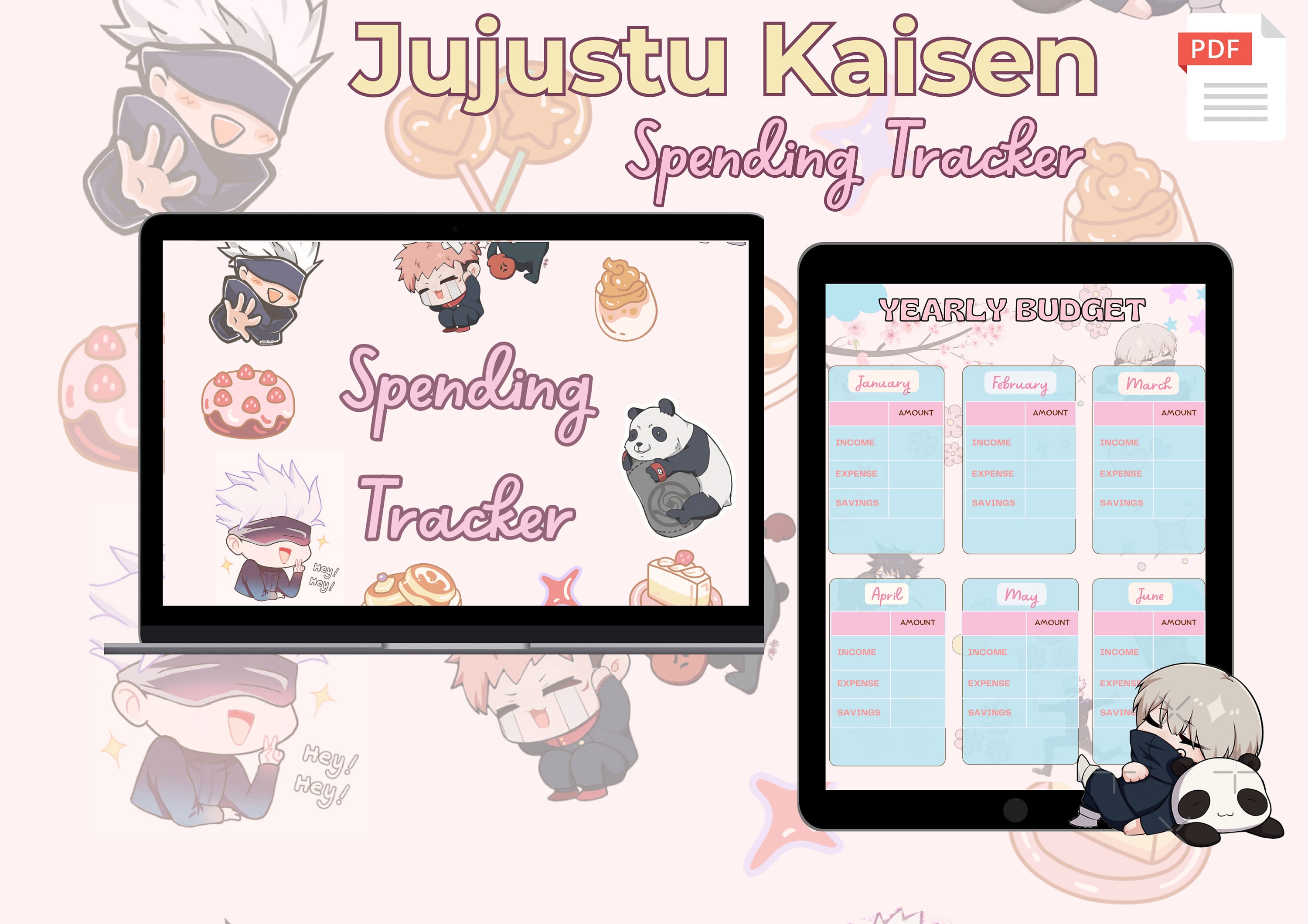 Anime Spending Tracker, Budget Planner, Monthly, Digital Budget, Back ...