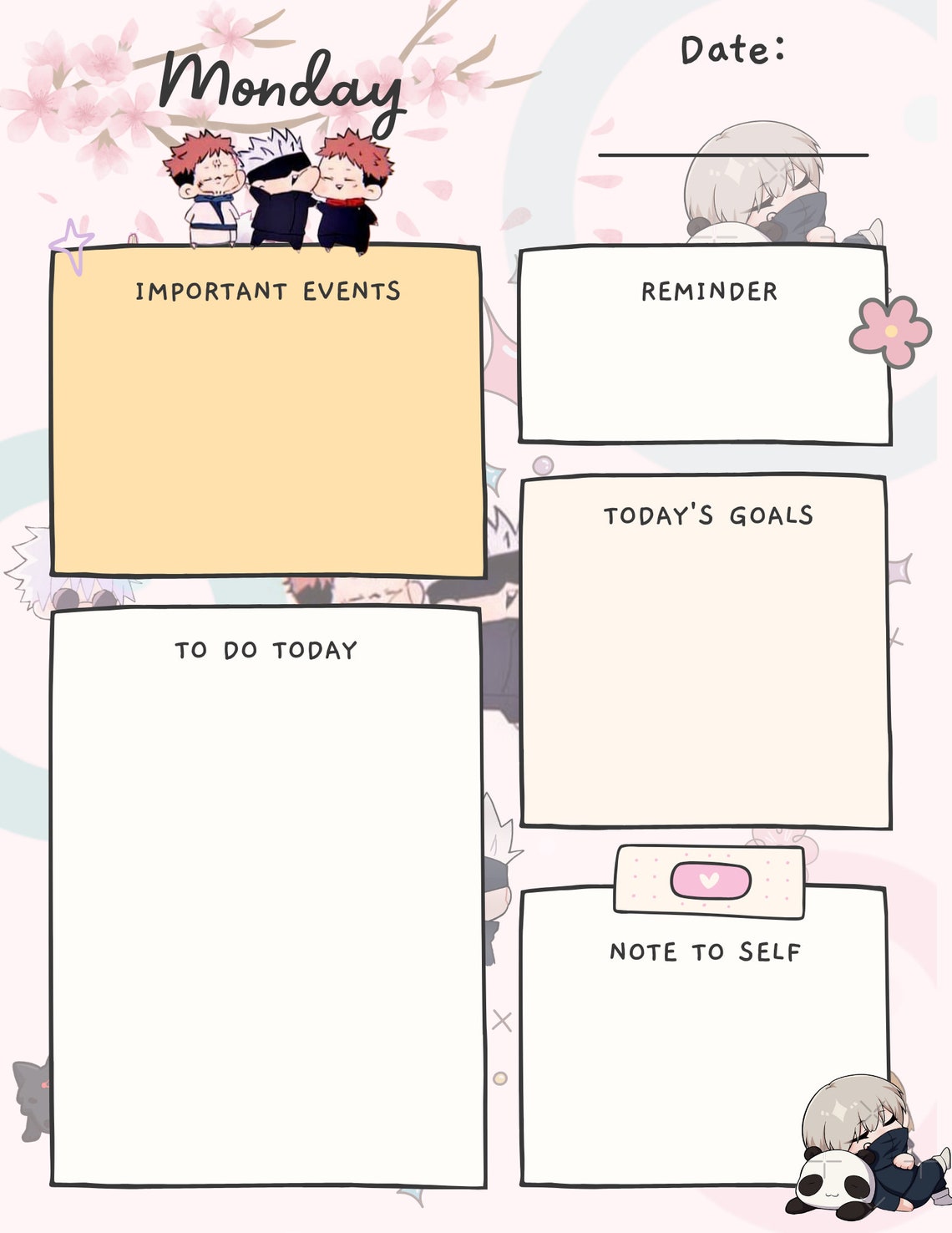 Jujustu Kaisen Themed, Jujustu Kaisen Themed Planner, Cute, Digital ...