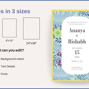 Tropical Floral Wedding Invitation, Beach Wedding Invitations Blue and ...