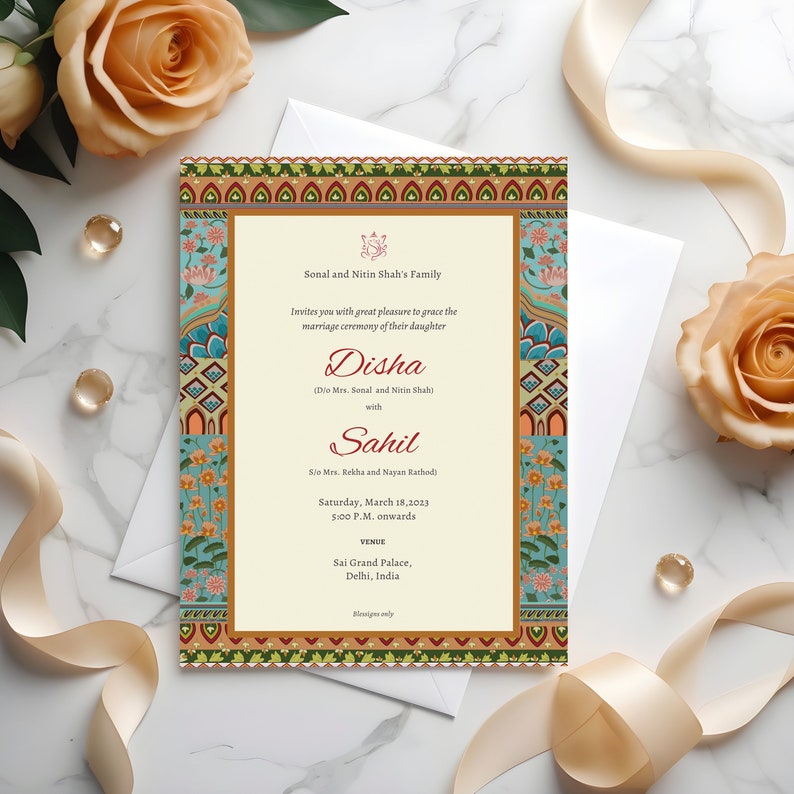 INDIAN WEDDING INVITE Template, Hindu Wedding Invitation, Indian Design ...