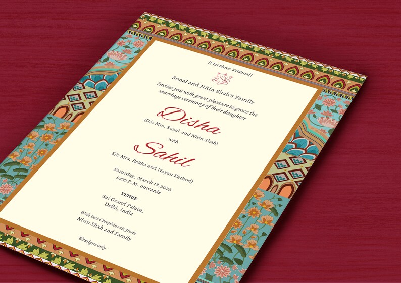 INDIAN WEDDING INVITE Template, Hindu Wedding Invitation, Indian Design ...