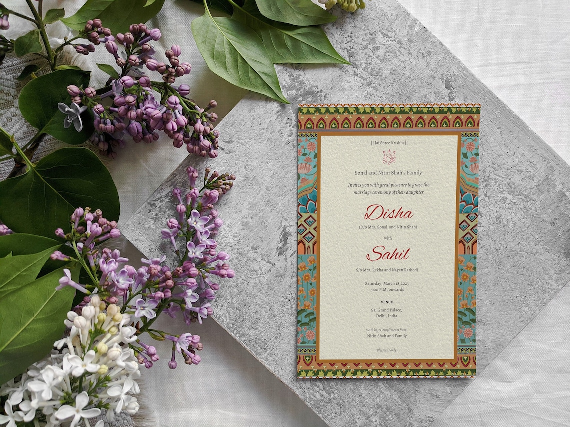 INDIAN WEDDING INVITE Template, Hindu Wedding Invitation, Indian Design ...