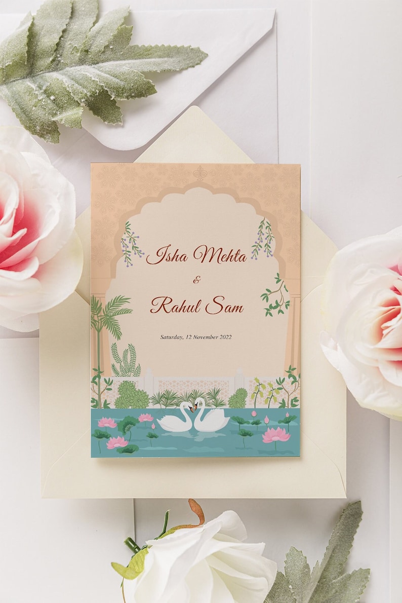Mughal Art Indian Wedding Invitation, Palace Wedding Inspired Invites ...