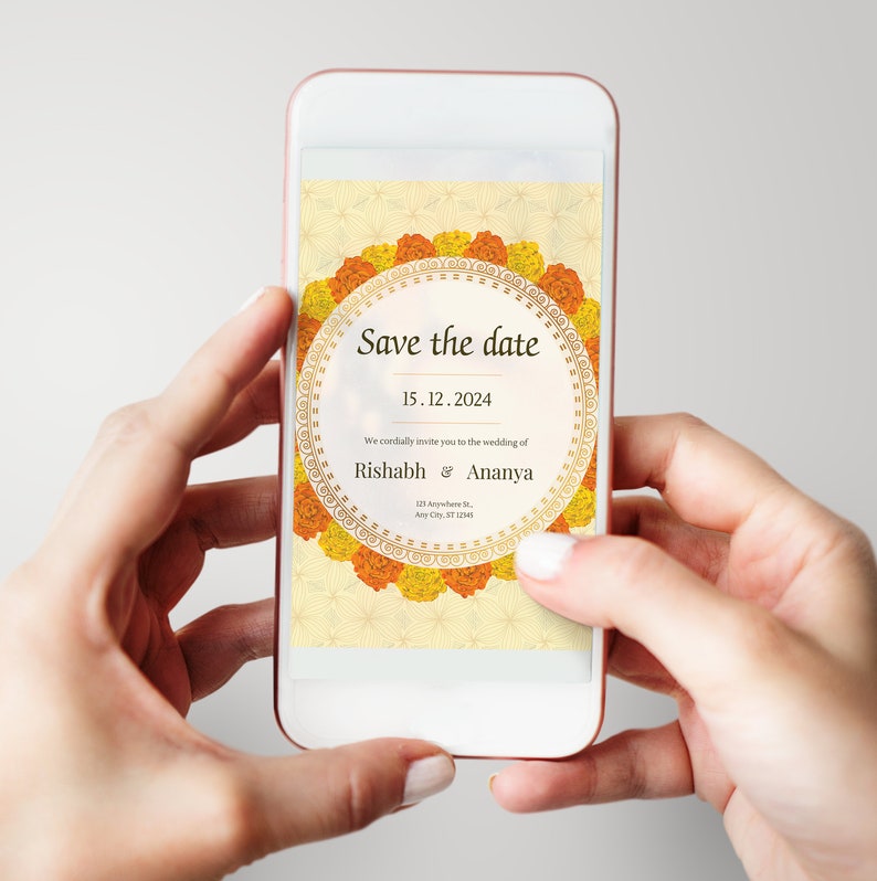 Marigold Flowers Charming Indian Wedding Invitation Card, Editable Wedding Cards and Welcome ...