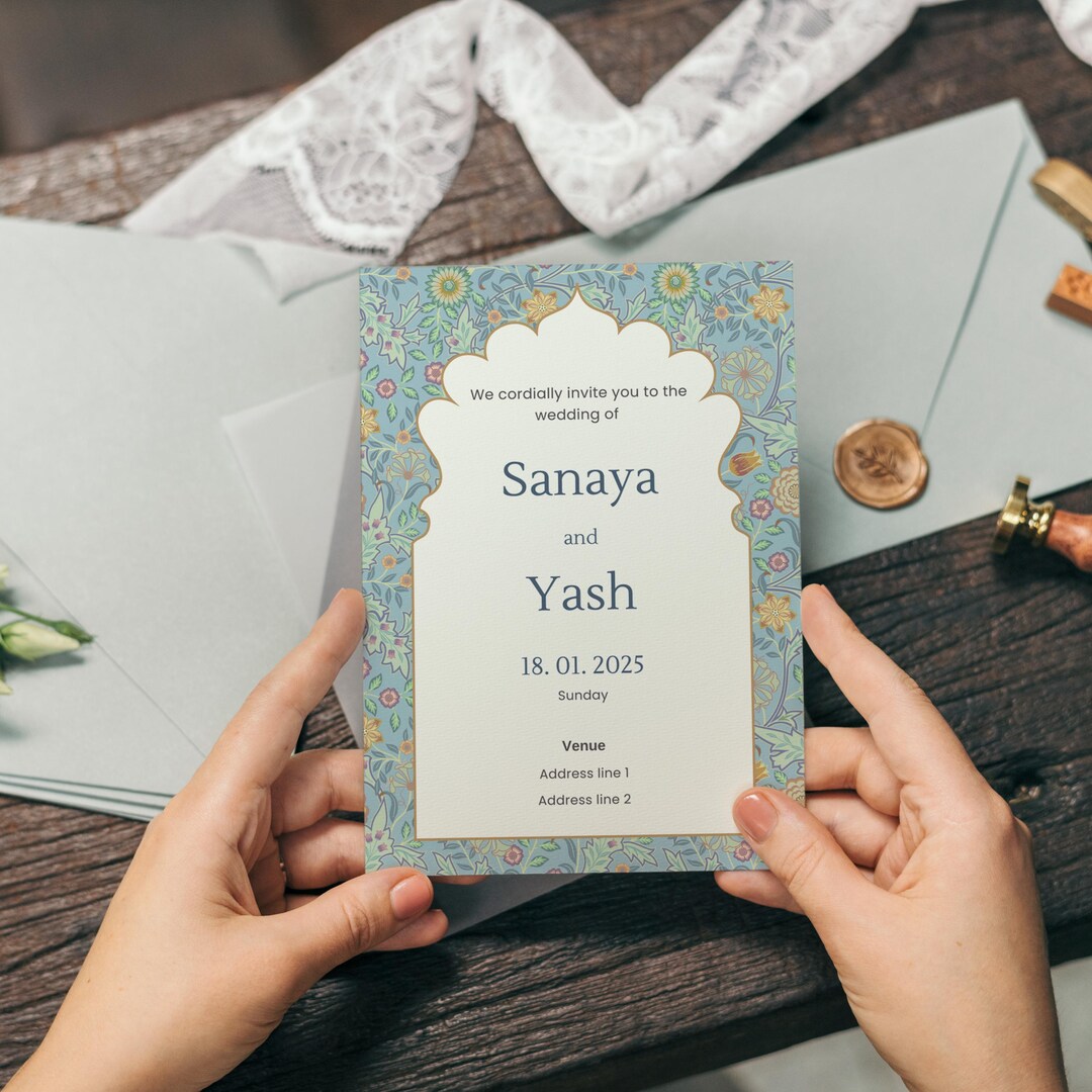 Mughal Floral Wedding Invitation: Intricate Indian Digital Invite - Etsy