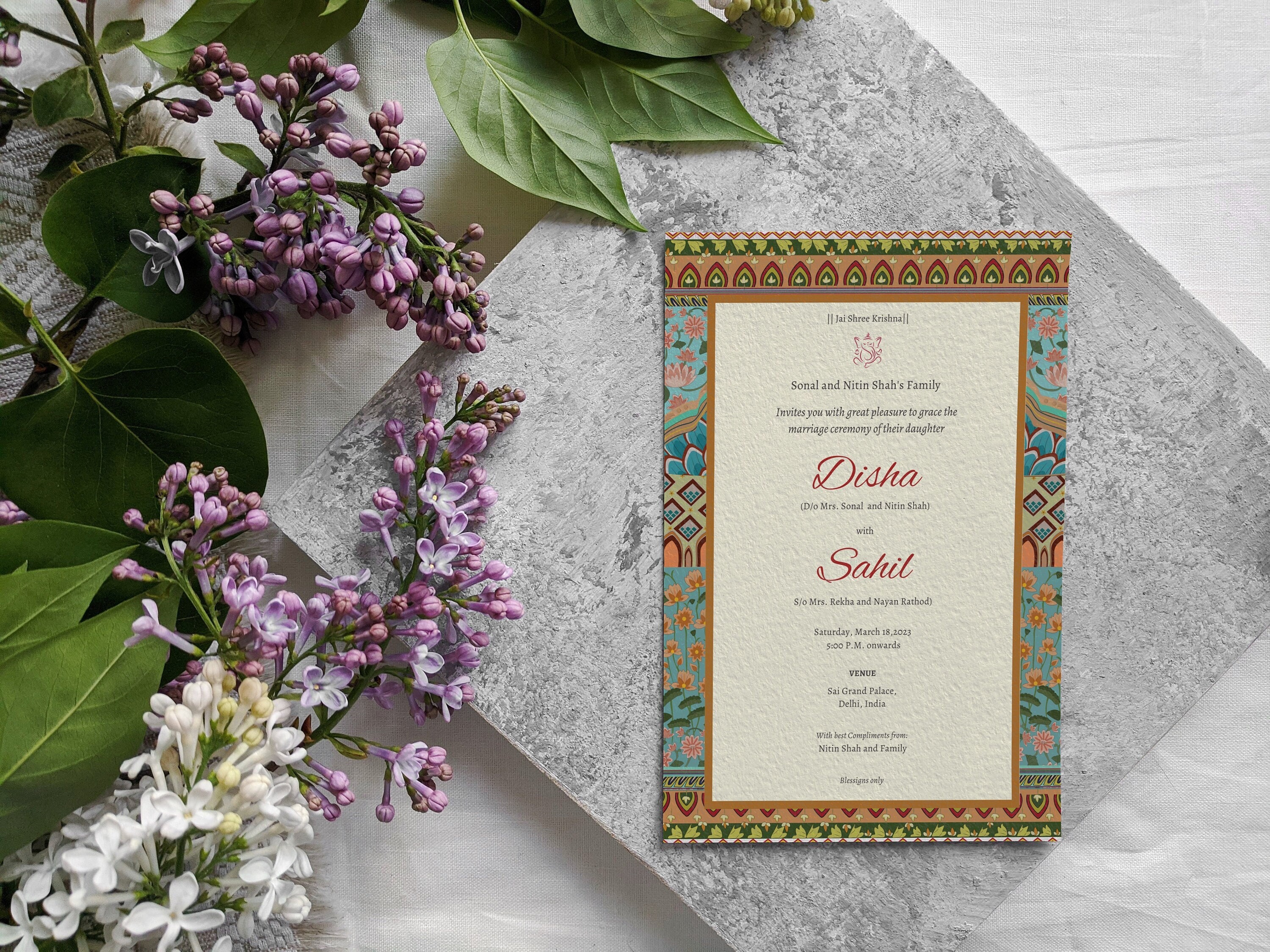 Indian Wedding Invitation Illustrated Template With Classic Touch ...