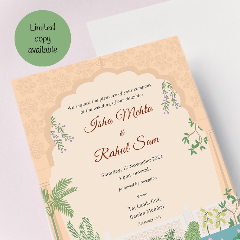 Mughal Art Indian Wedding Invitation, Palace Wedding Inspired Invites ...