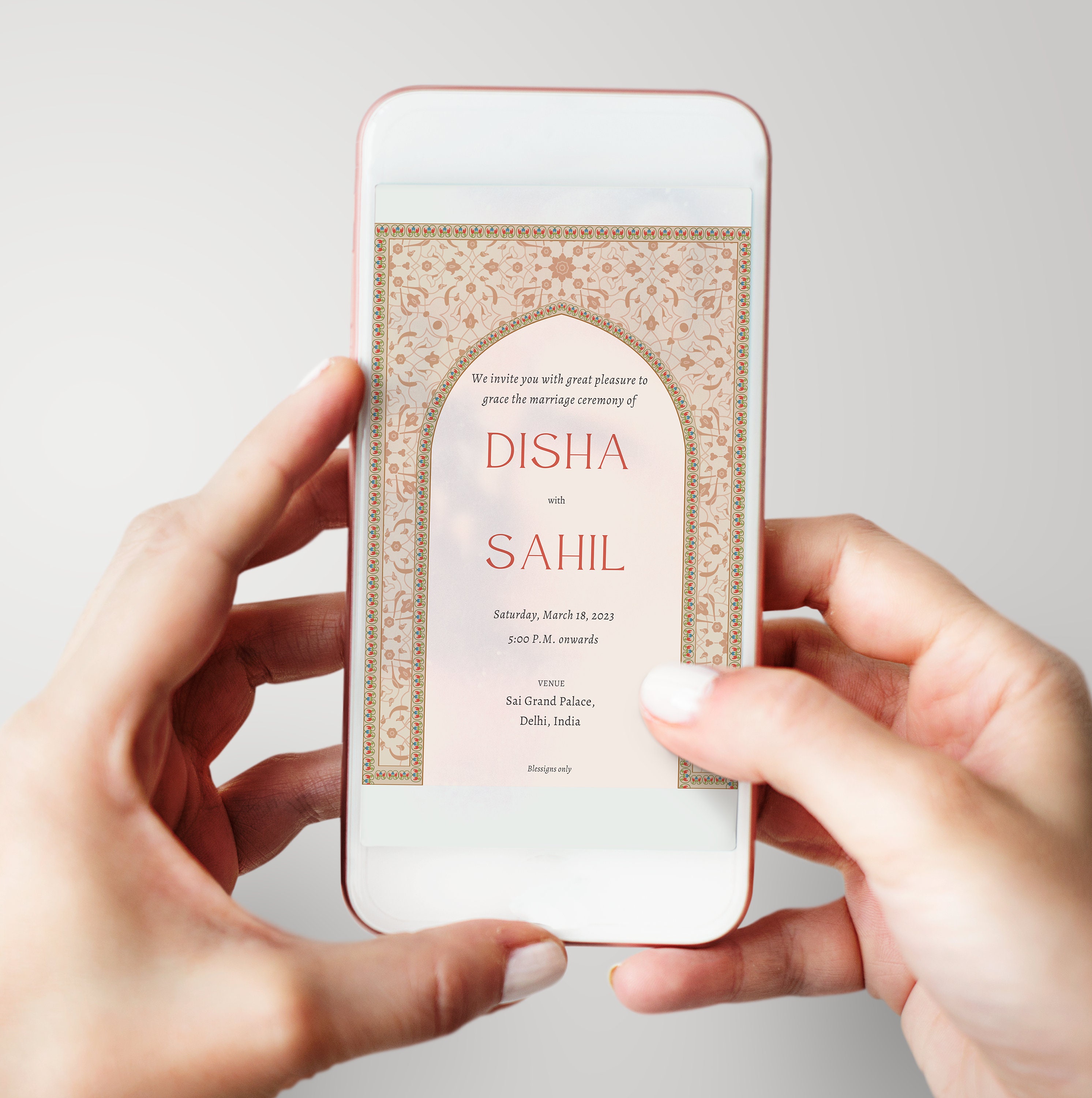 Indian Art Insipred Wedding Invitation, Traditional Wedding Invite ...