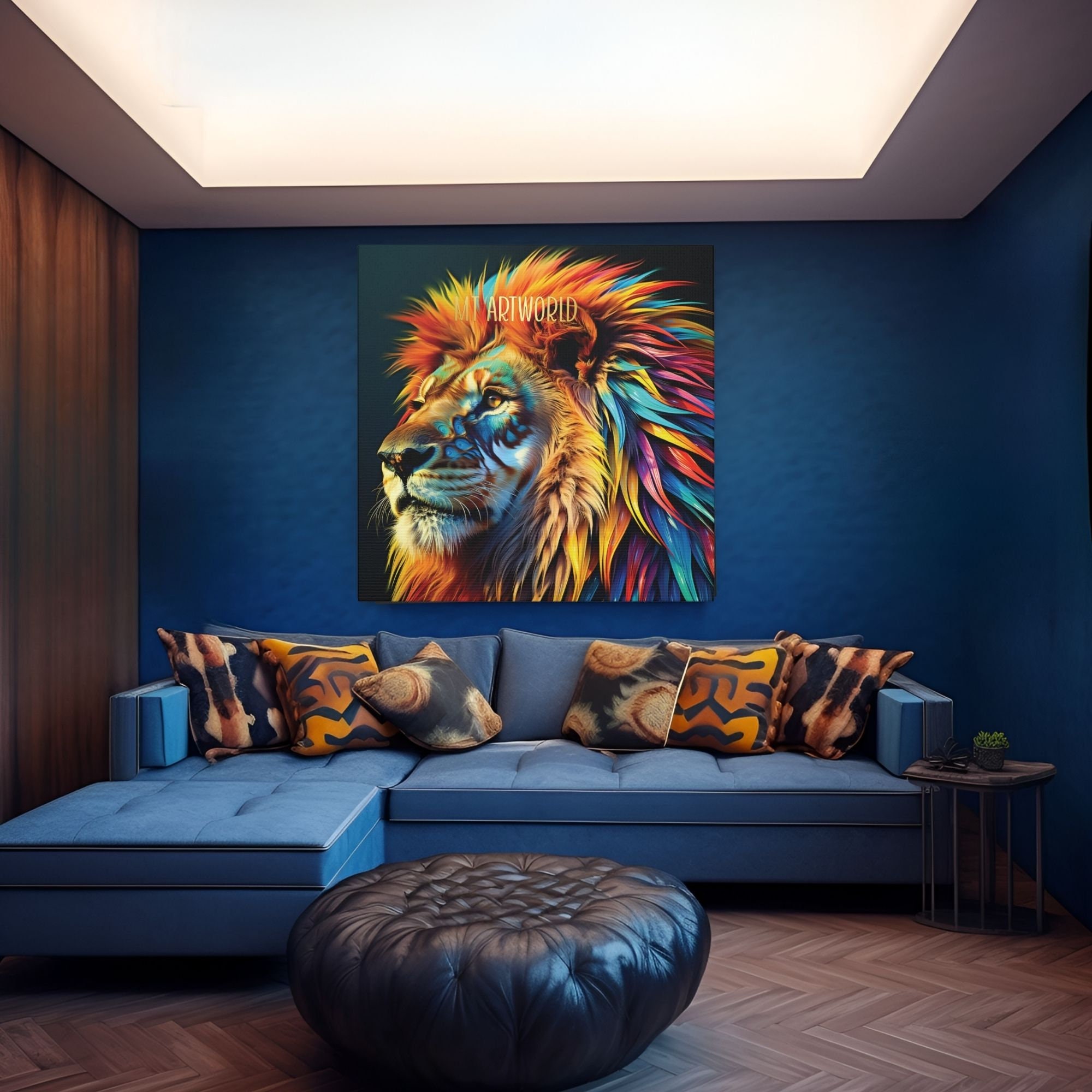 Lifeful Lion Painting Ai Downloadable Print Wall Art Photo Animal Art ...