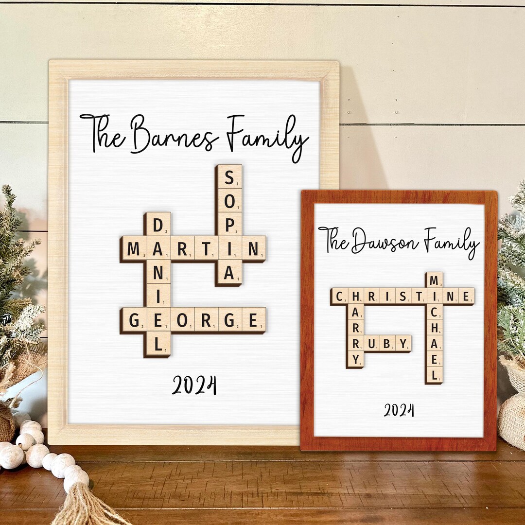 Personalized Scrabble Puzzle Sign, Family Crossword Scrabble Wooden ...