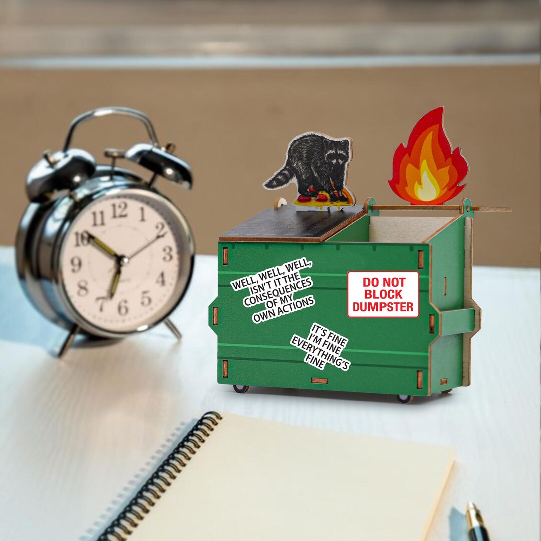 Dumpster Fire Desk Organizer, Custom Pencil Holder, DIY Wood Pencil ...