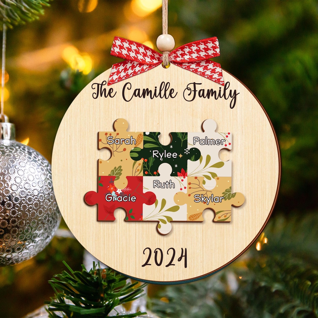 Personalized Christmas Ornament, Puzzle Family Ornament, Custom ...
