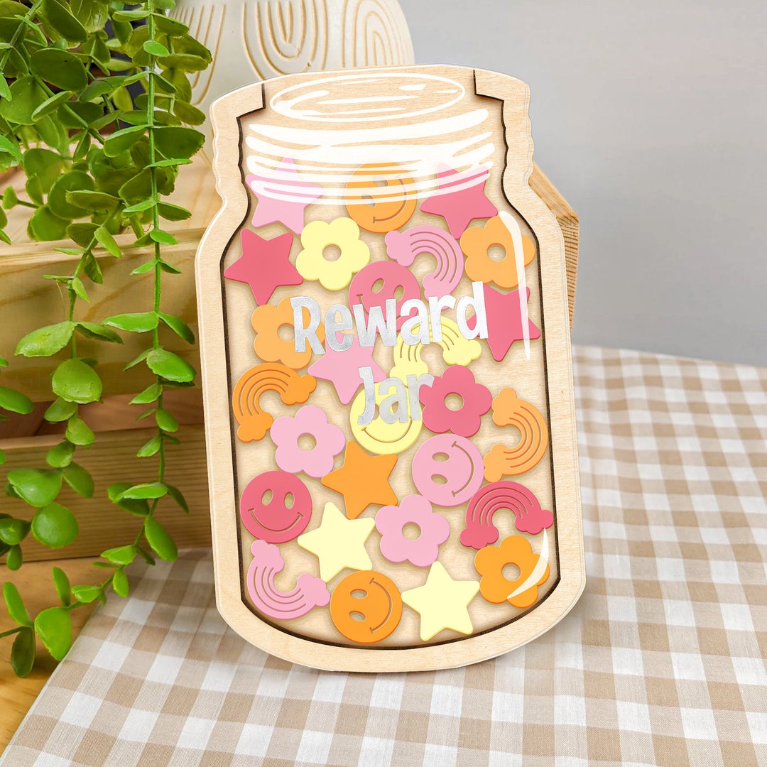 Custom Reward Jar and Tokens, Rainbow Classroom Teacher Star Jar Chore ...