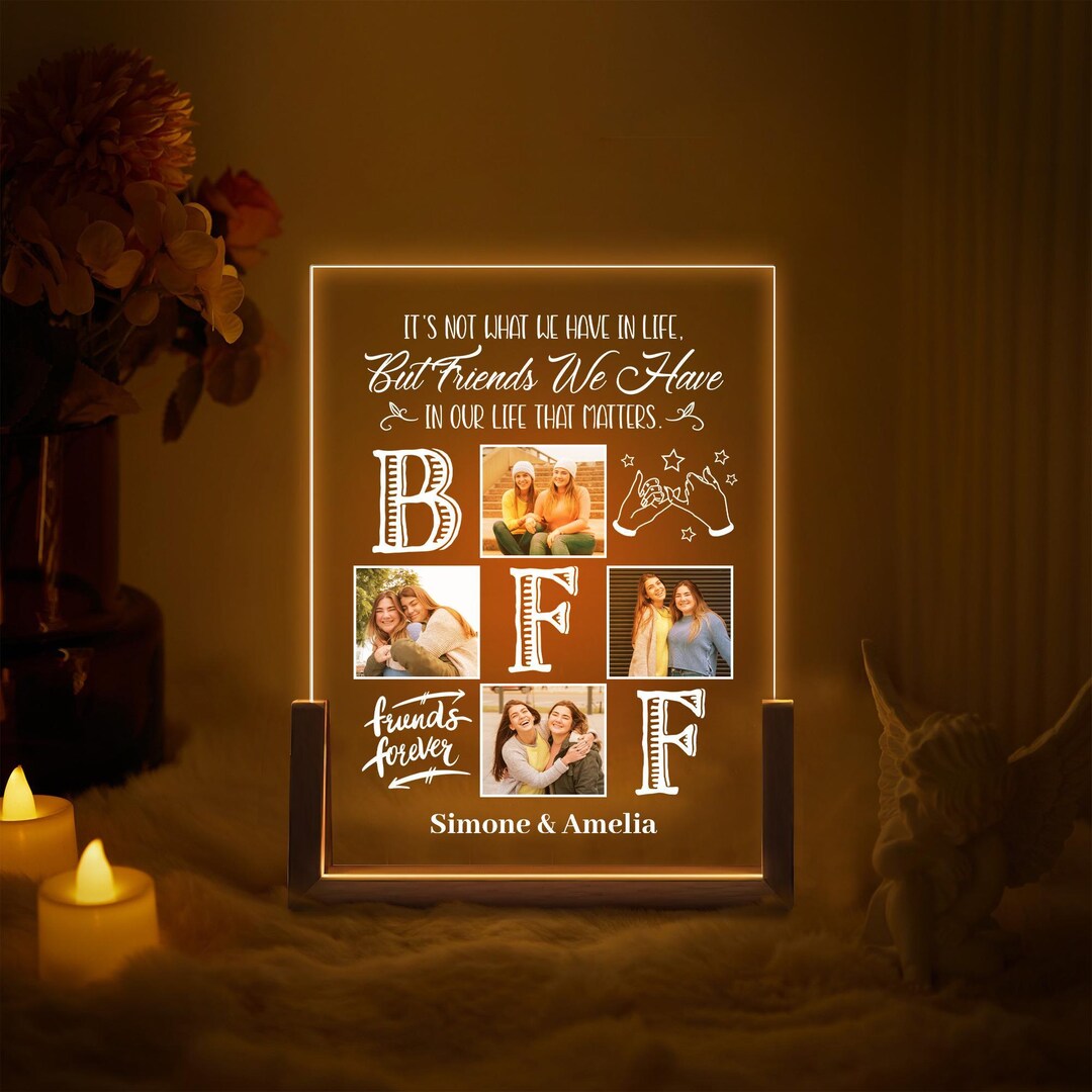 Personalized Bestie Photo Collage Night Light, Custom Bestie Gifts, BFF ...
