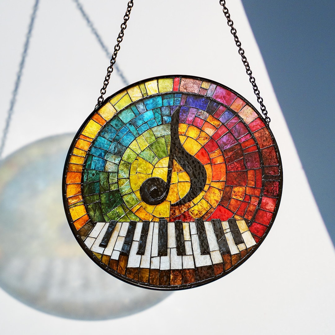 Musical Stained Glass Suncatcher, Musician Gift, Music Design,music ...