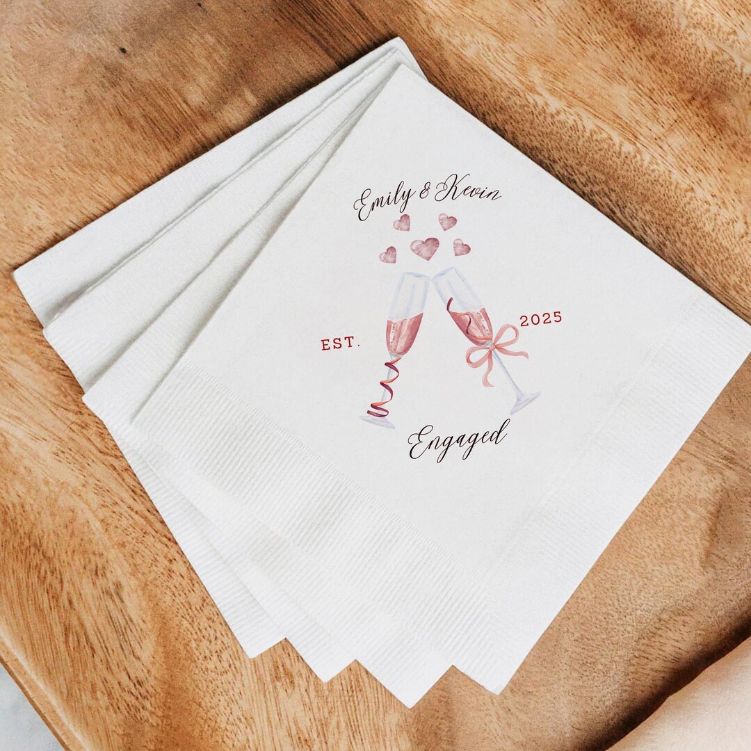 Personalized Cocktail Napkins for Engagement, Custom Engagement Party ...