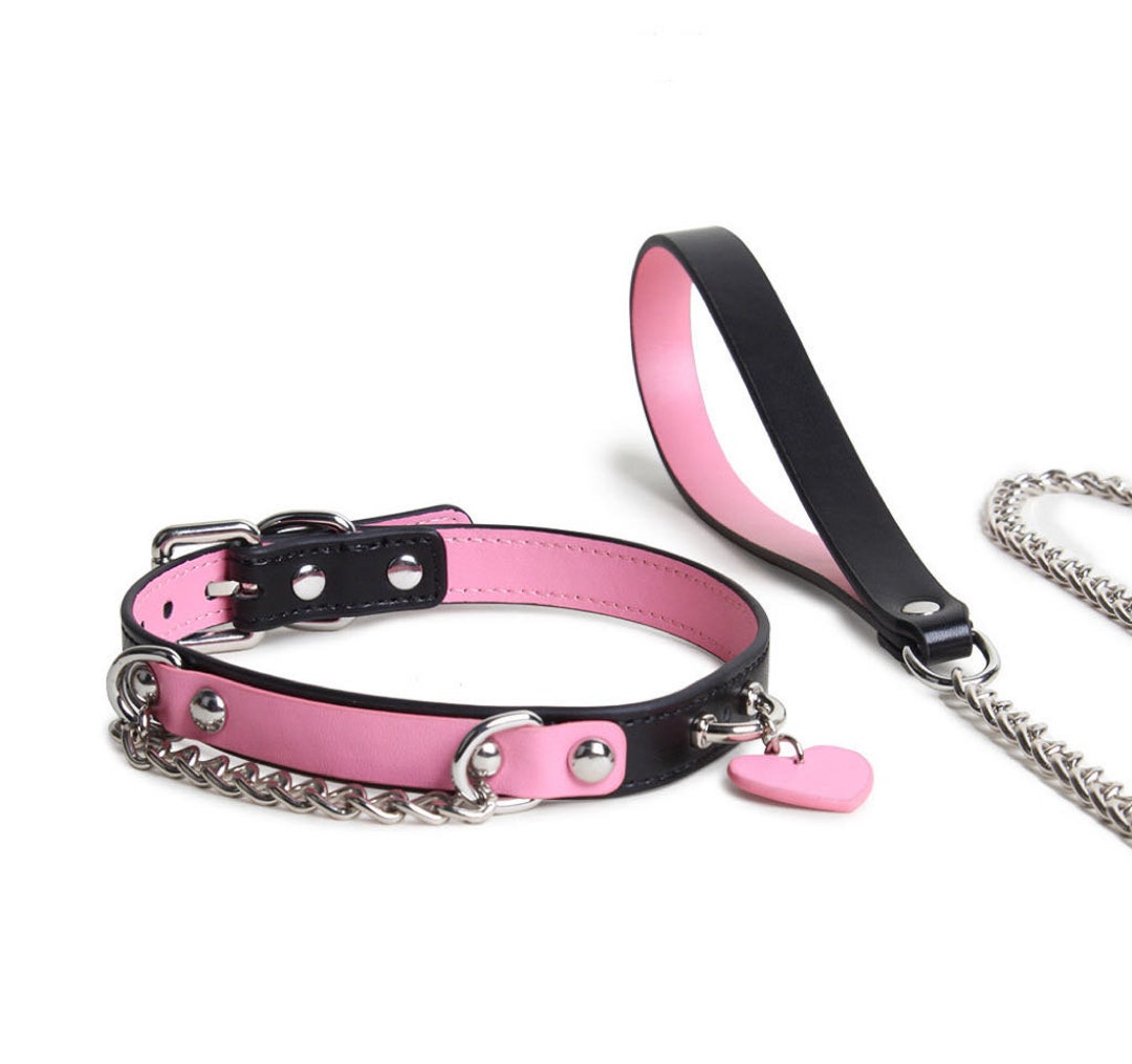 Leather Collar Chain Women Leather Collar and Leash Set Black - Etsy