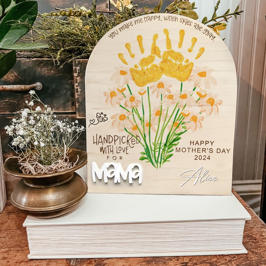 Flower Handprint Craft Art, for Mom or Grandparents Handprint, Gift ...