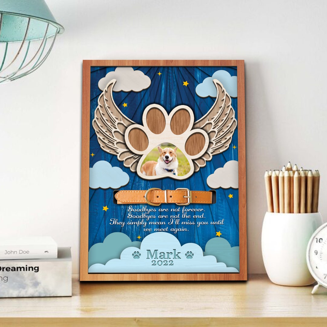 Fly to Heaven Memorial Dog Collar Sign, Personalized Frame, Custom Cat ...