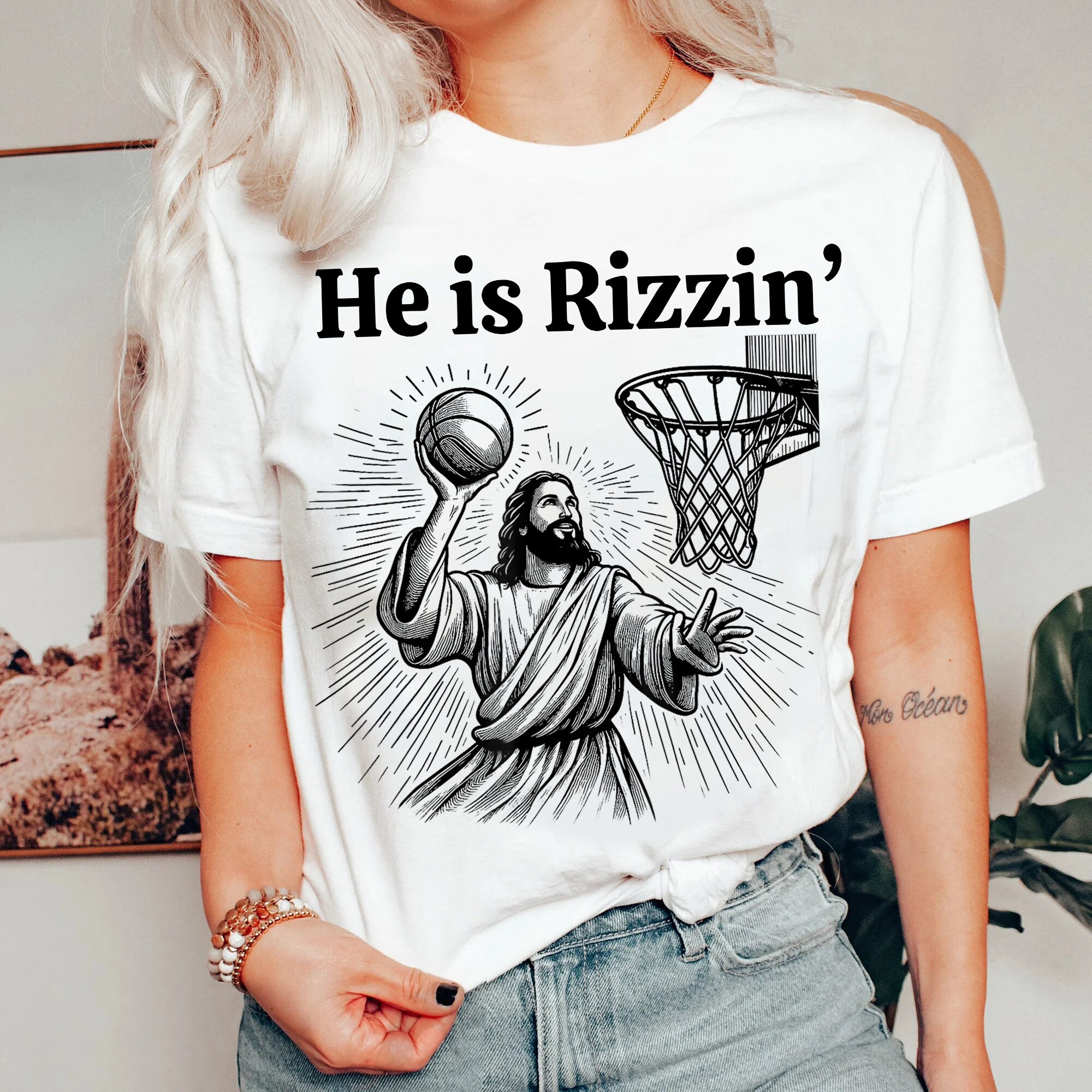 He is Rizzin Funny Jesus Basketball Meme Png, He is Risen Funny Easter ...