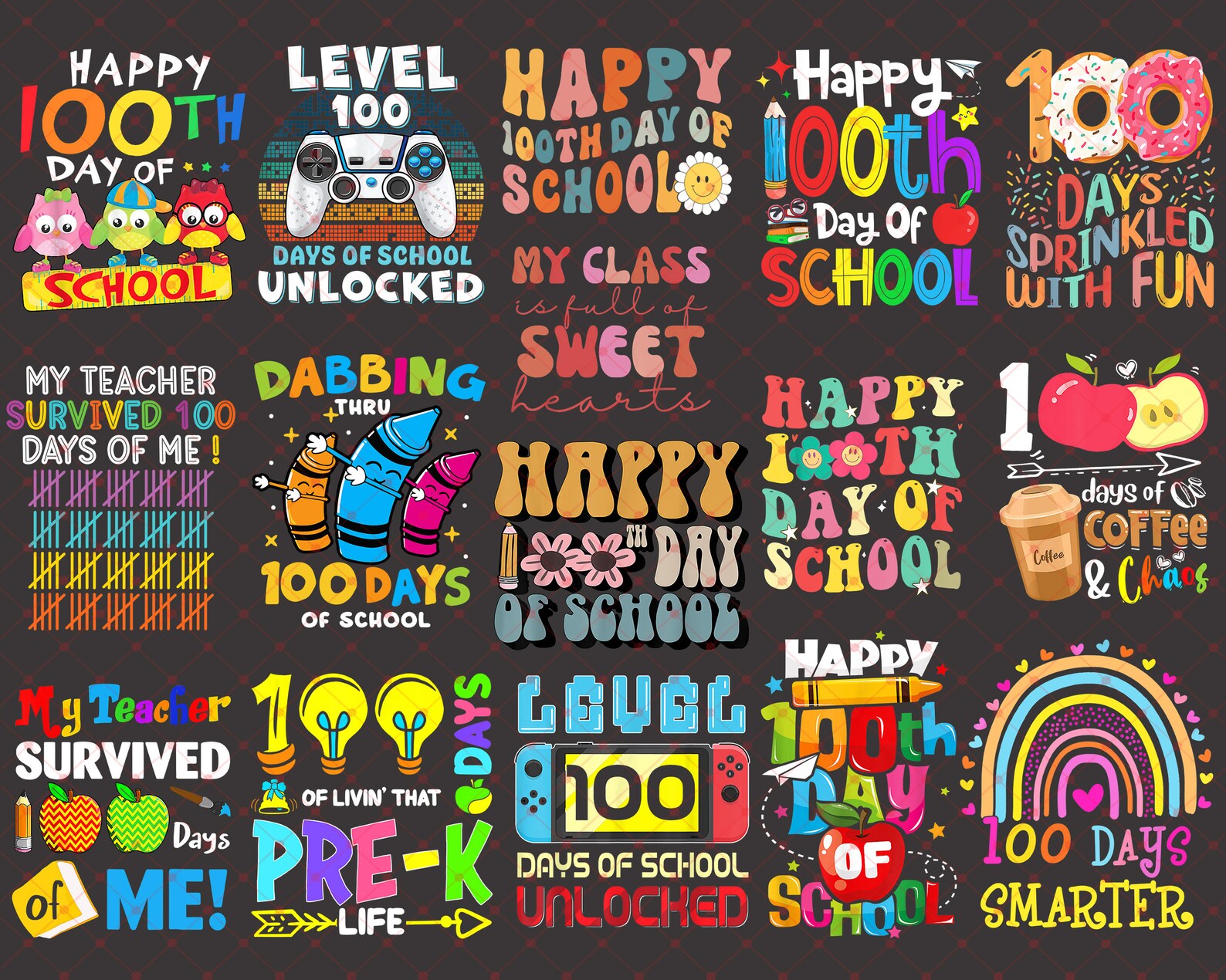 100 Days of School Png Bundle, Happy 100 Days Png, Back to School Png ...