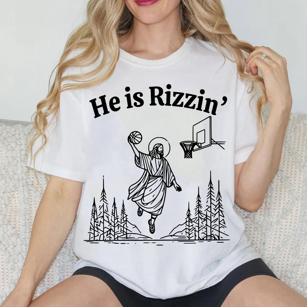 He is Rizzin Funny Jesus Basketball Meme Png, He is Risen Funny Easter ...