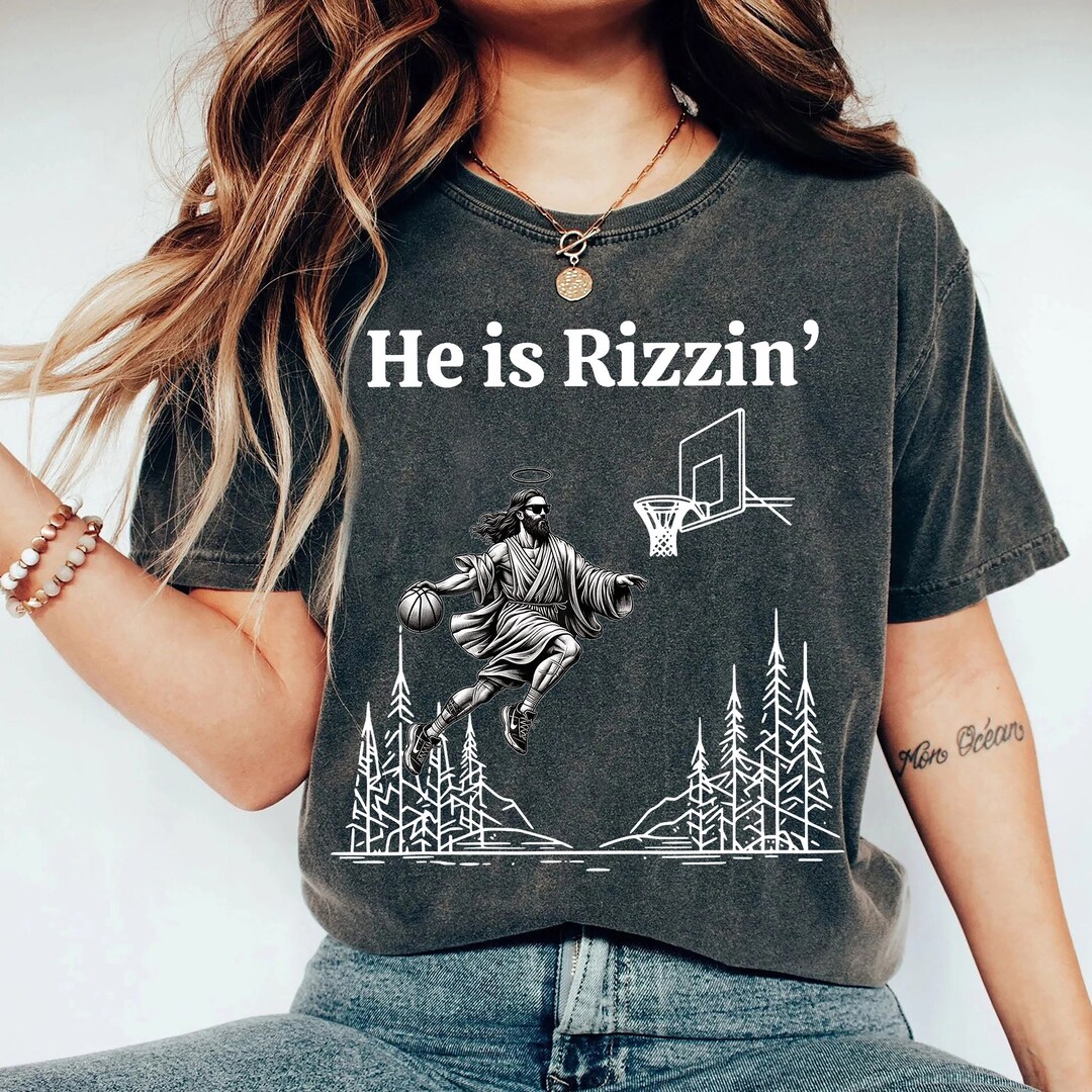 He is Rizzin Funny Jesus Basketball Meme Png, He is Risen Funny Easter ...