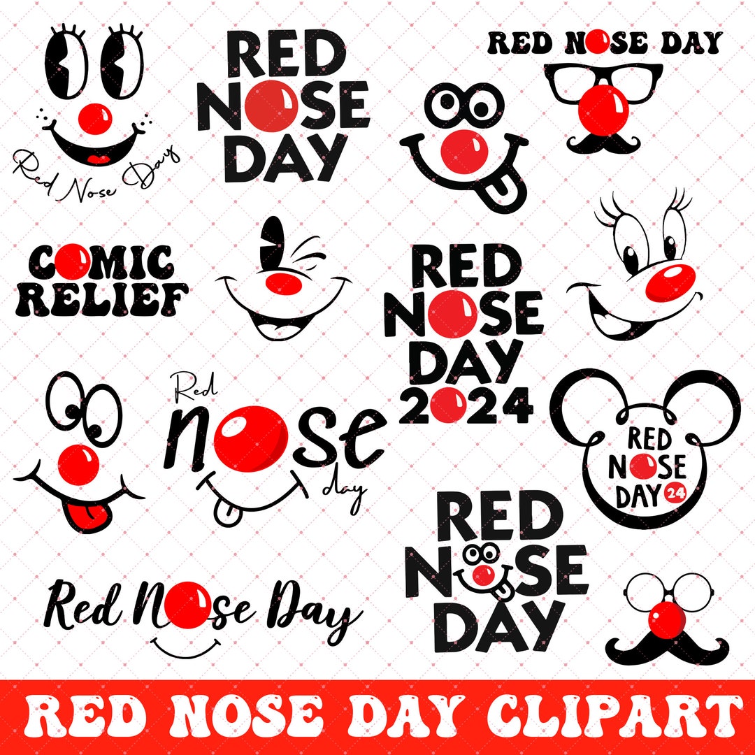 Red Nose Day png Bundle, rote Nase 2024 png, Aufkleber rote Nase png ...