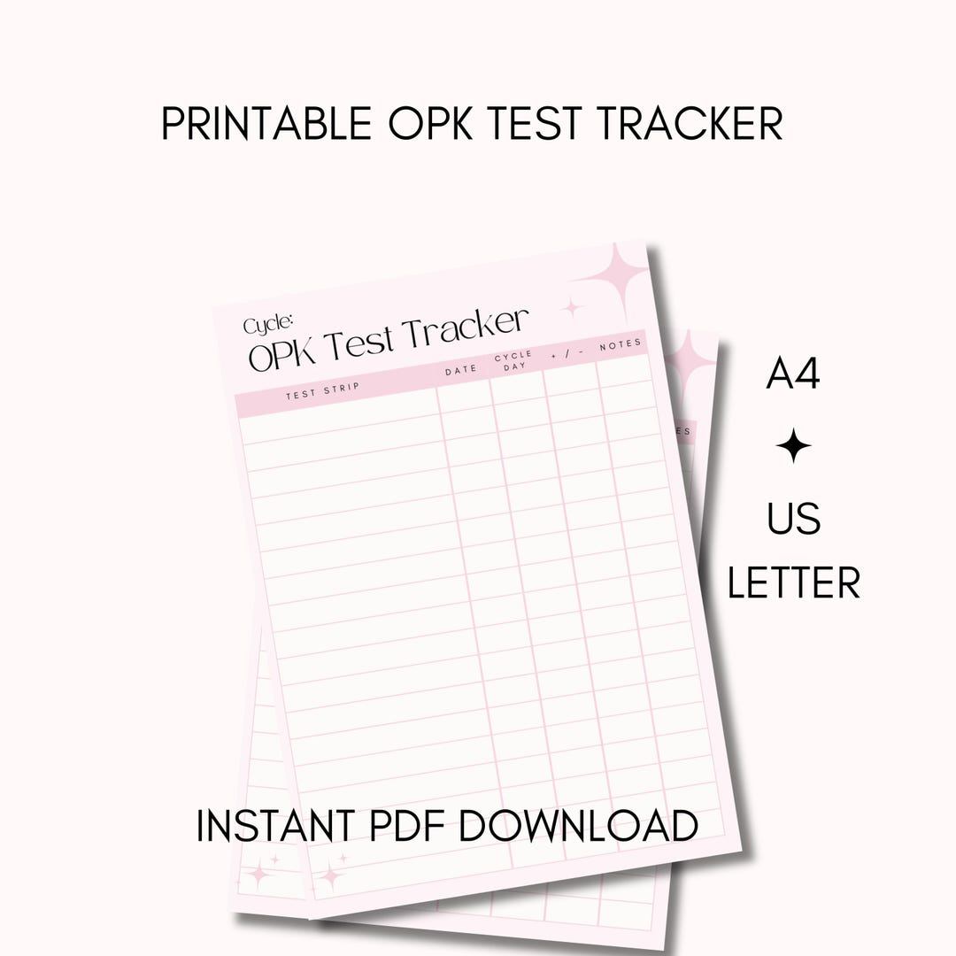 Printable OPK Test Sheet, Ovulation Test Strips Tracker, Ovulation ...