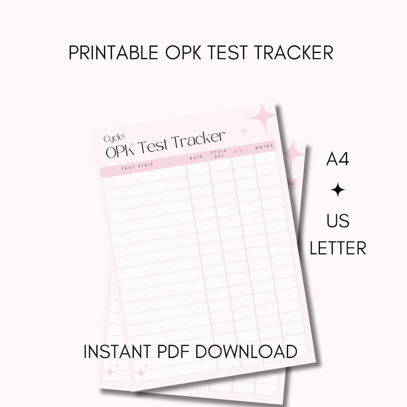 Printable OPK Test Sheet, Ovulation Test Strips Tracker, Ovulation ...