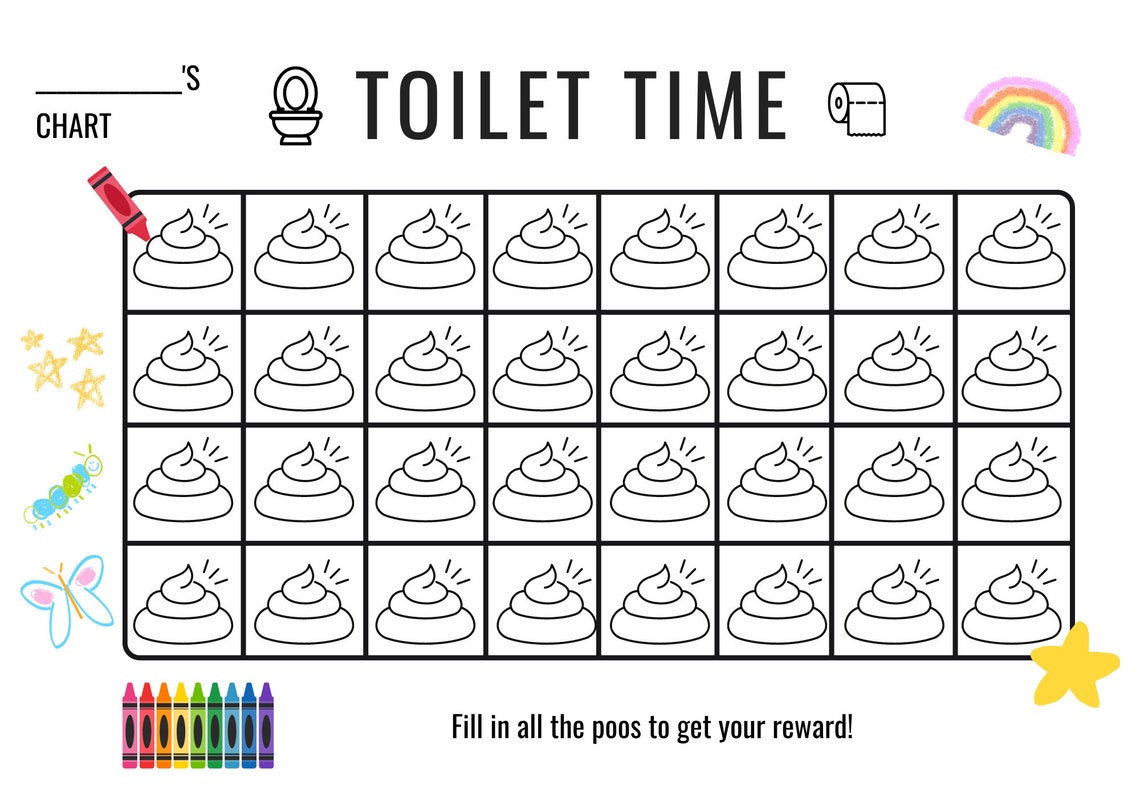 Crayon Fun Toilet Training Chart for Girls: Celebrate Every Success - Etsy