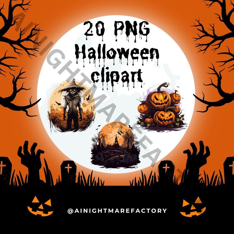 20 Halloween Clipart Printable Halloween Ghost Pumpkin - Etsy UK