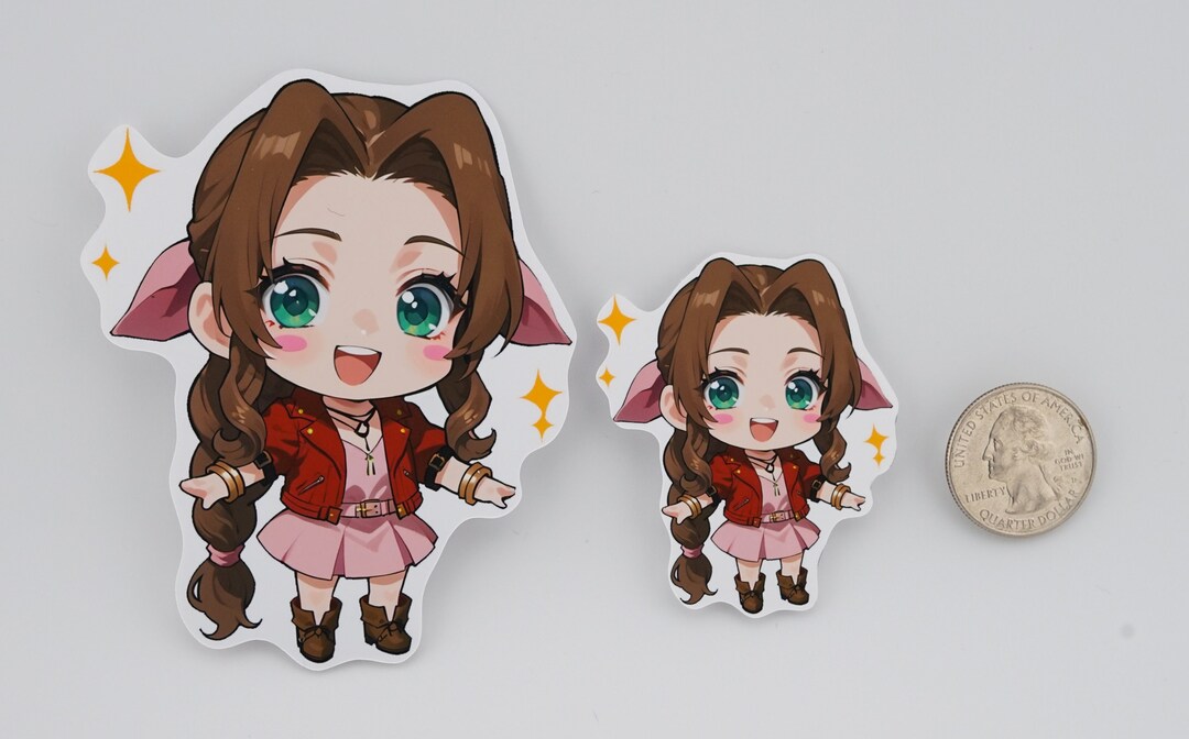 Chibi Aerith Cute Chibi Game Stickers Anime Waifu Sticker Vinyl Decal ...
