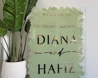 Painted Acrylic Welcome Sign With Gold Leaf & Islamic Text - Etsy