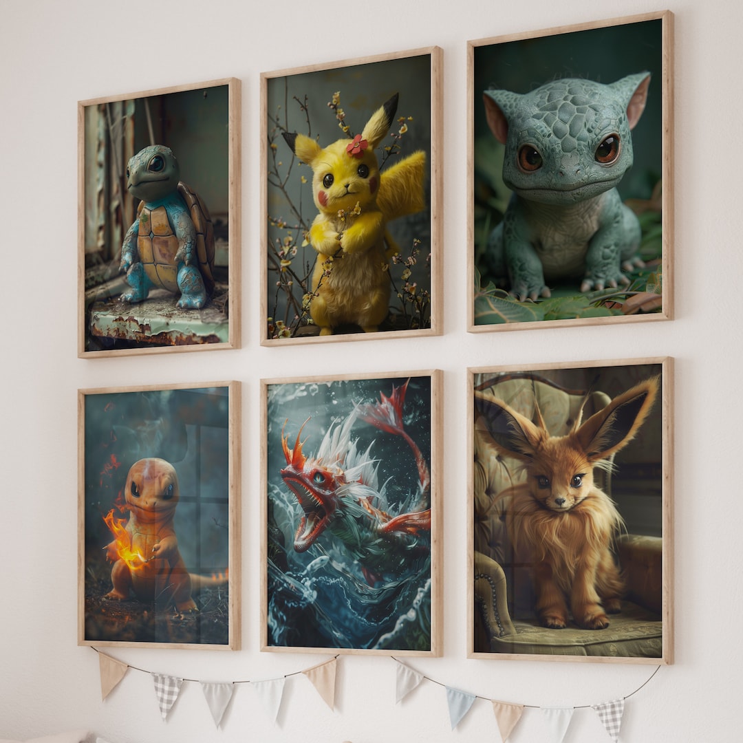 Charming Pokémon Digital Art Collection, Set of 6, Nursery & Bedroom ...
