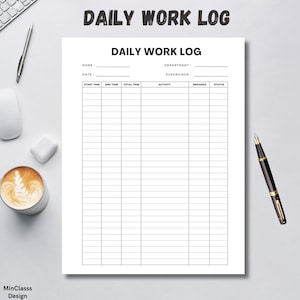 Daily Work Log Template Printable - Etsy