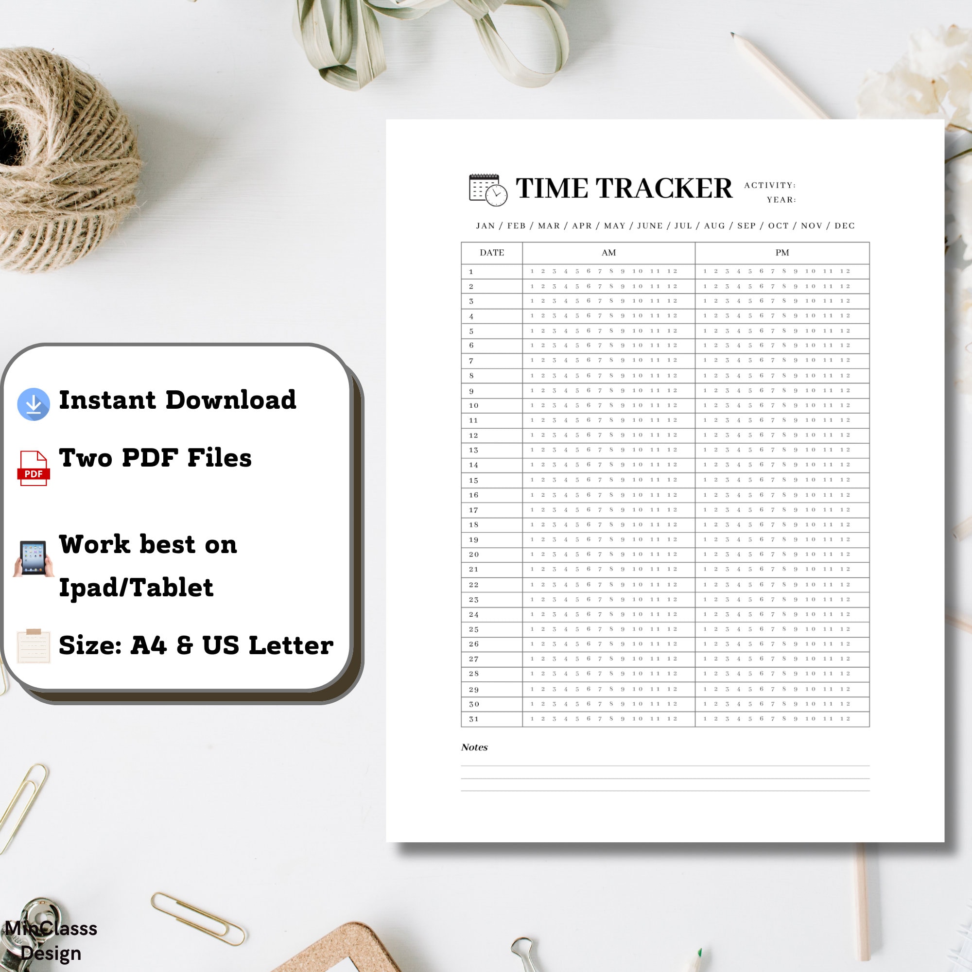 Time Tracker Template Printable Digital - Etsy