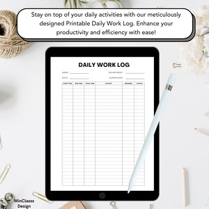 Daily Work Log Template Printable - Etsy