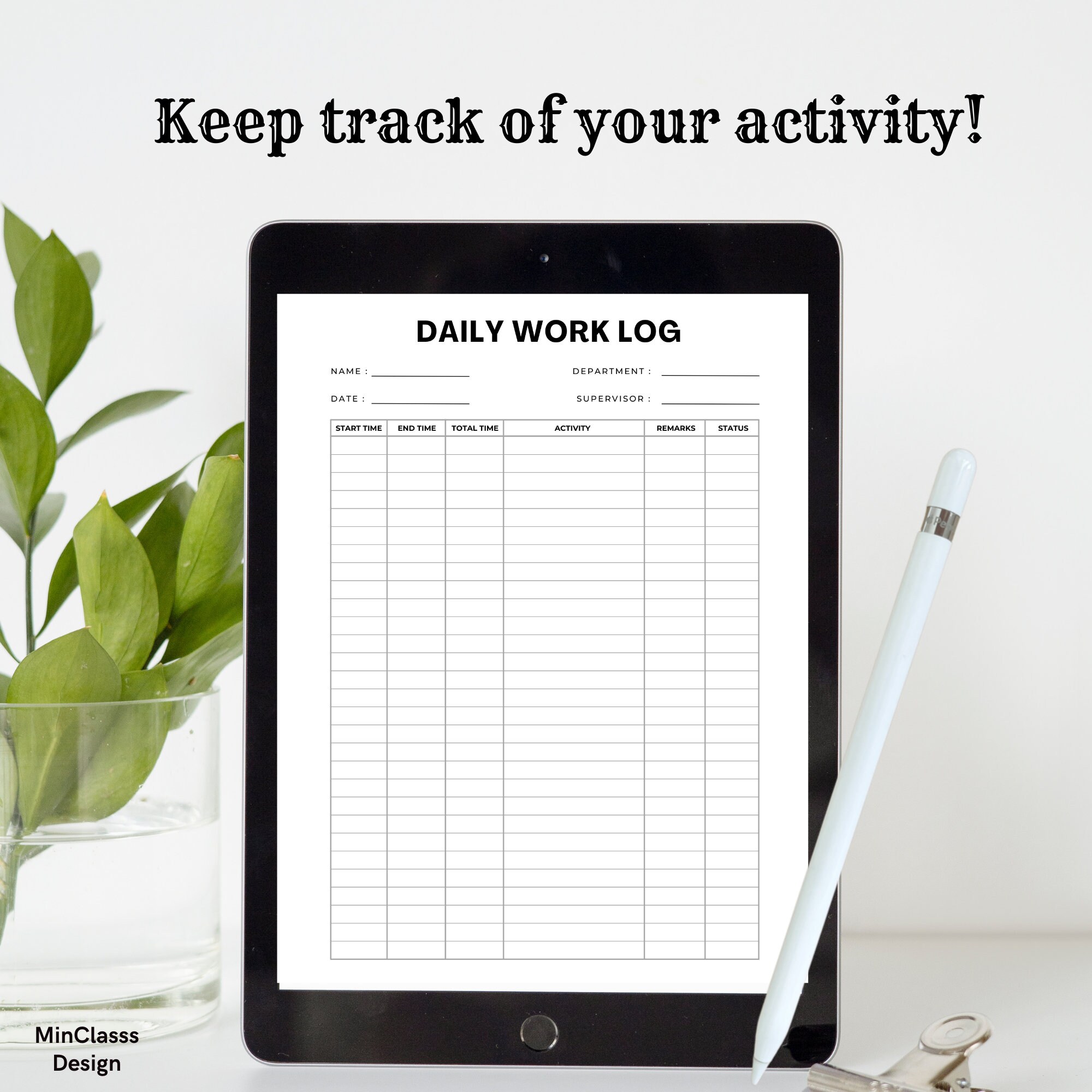 Daily Work Log Template Printable - Etsy