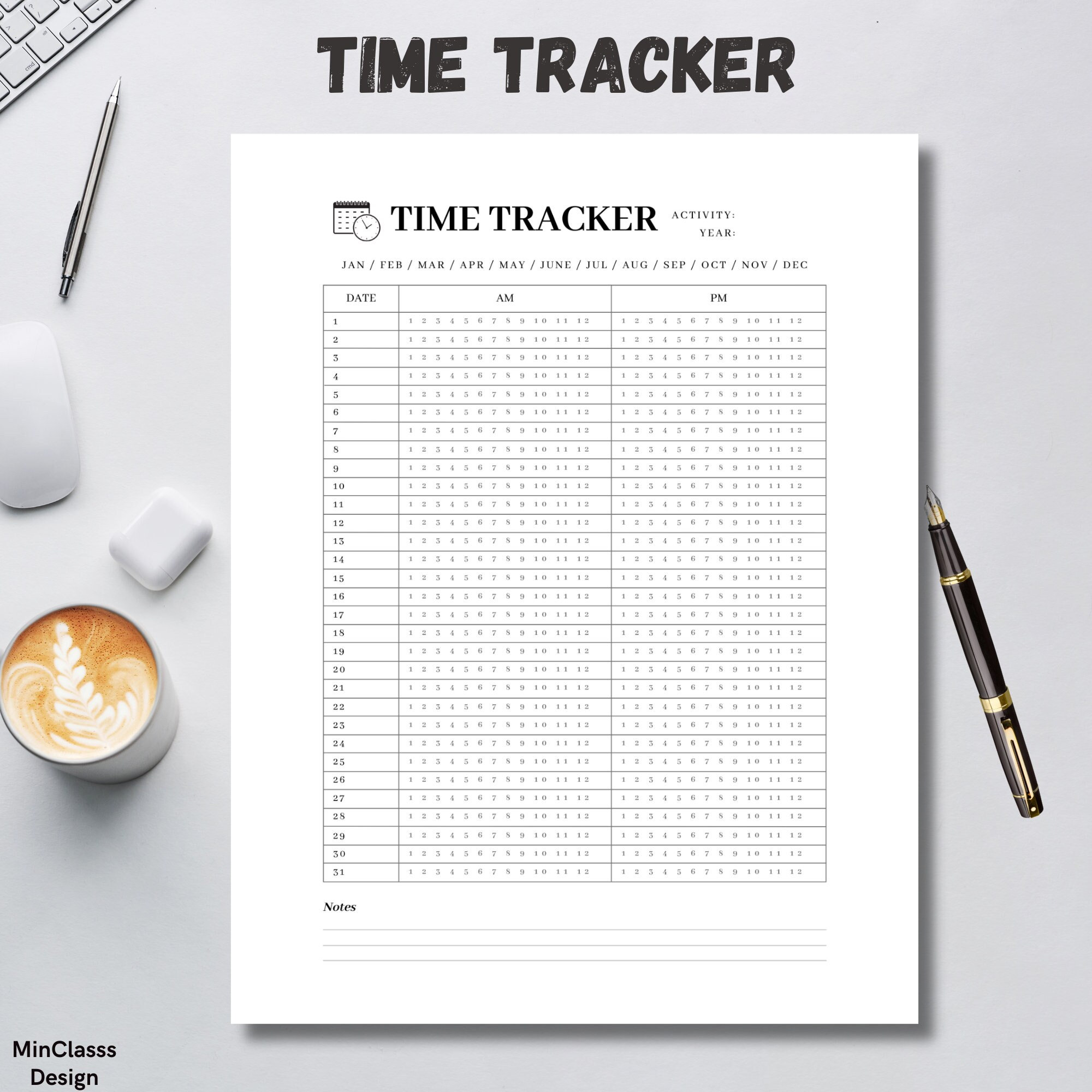Time Tracker Template Printable Digital - Etsy