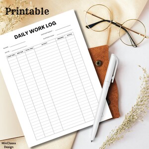 Daily Work Log Template Printable - Etsy