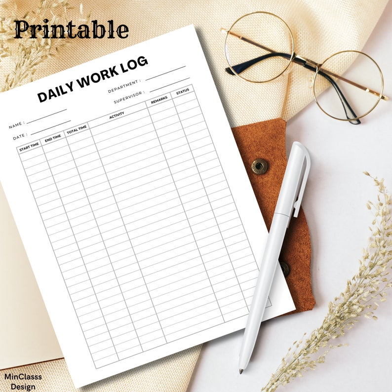 Daily Work Log Template Printable - Etsy