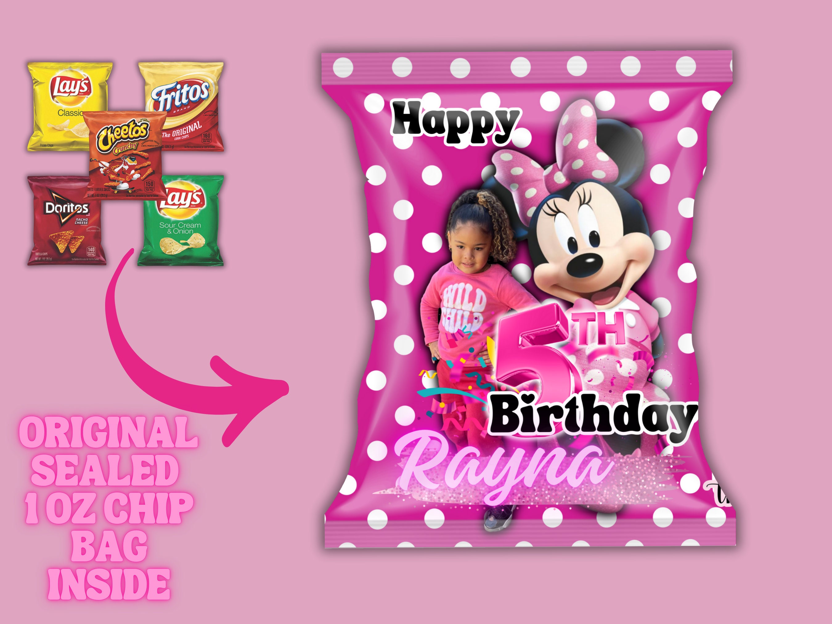 Custom Party Chip Bags Kids Birthday Party Chips Girl Party Treats ...