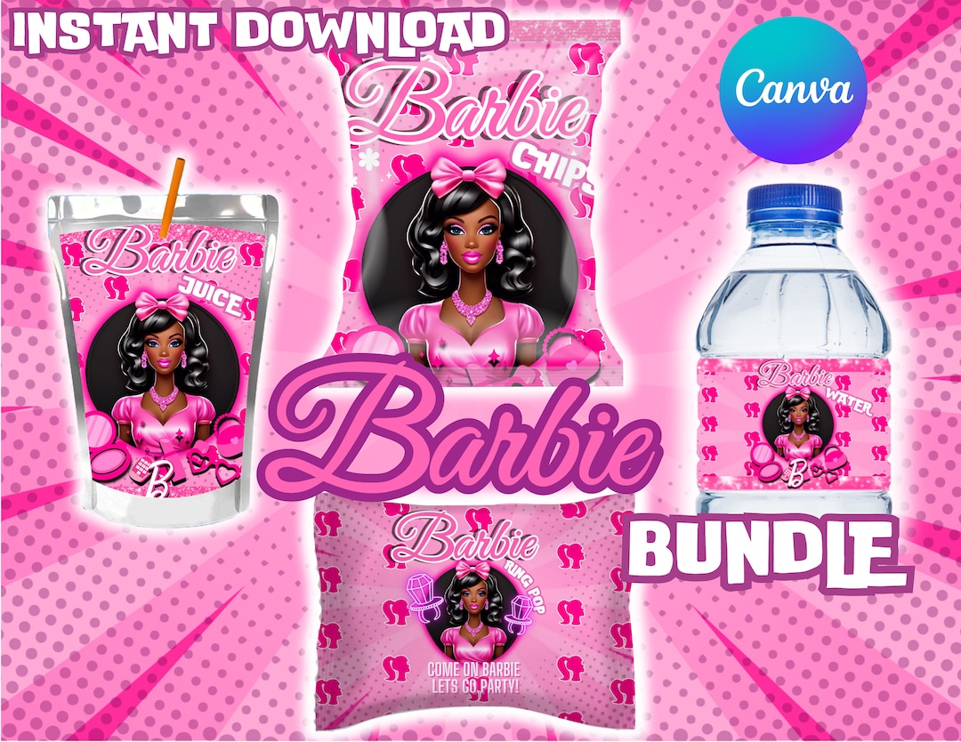 Black Barbie Canva Editable Template for Party - Etsy UK