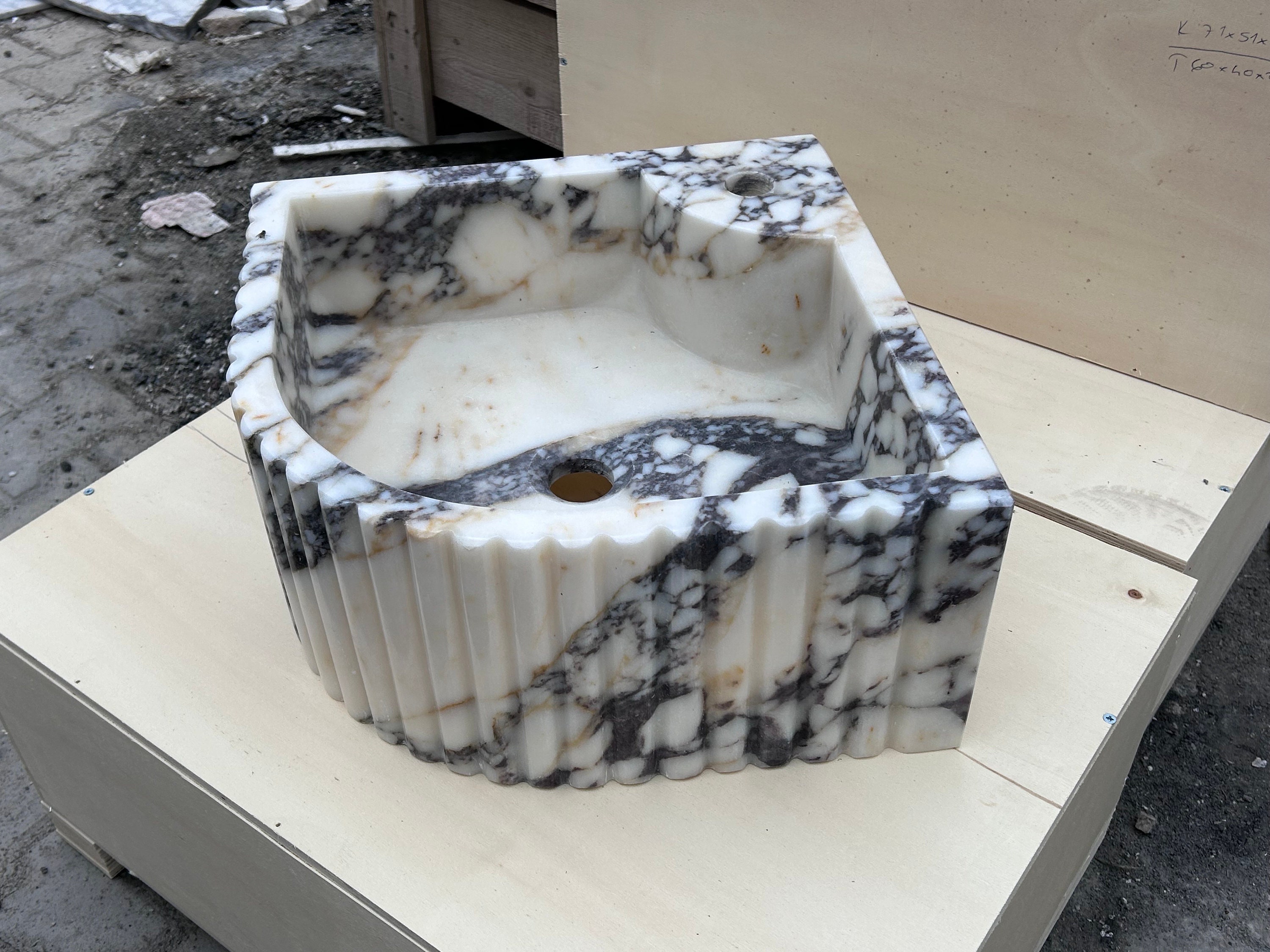 Corner Sink , Calacatta Viola Corner Marble Sink - Etsy