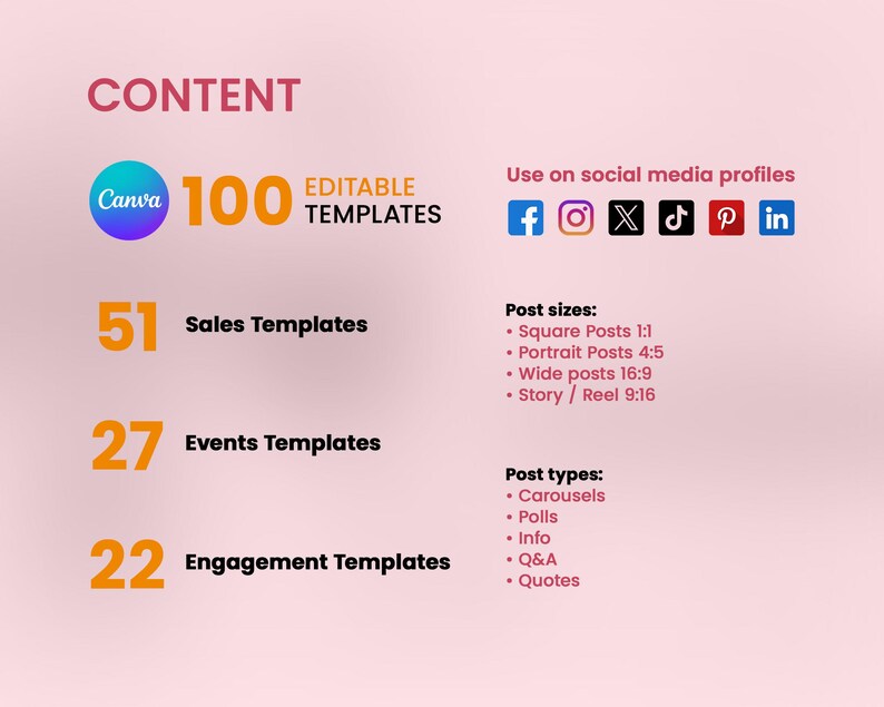 Valentine’s Day Social Media Bundle, 100 Canva Templates, Instagram ...