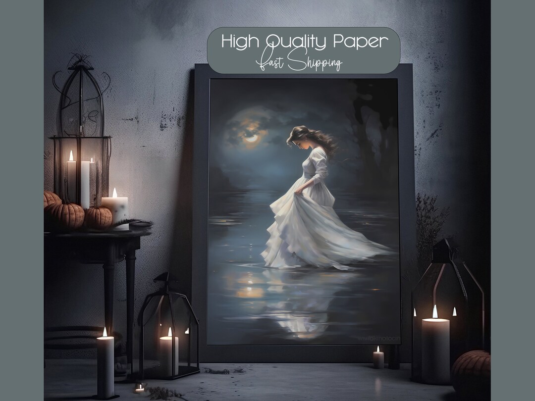 Girl in White Prints Goddess Beauty Halloween Victorian - Etsy